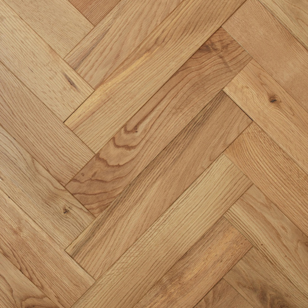 Lusso Genoa Natural Brushed and Lacquered Rustic Herringbone Solid Oak