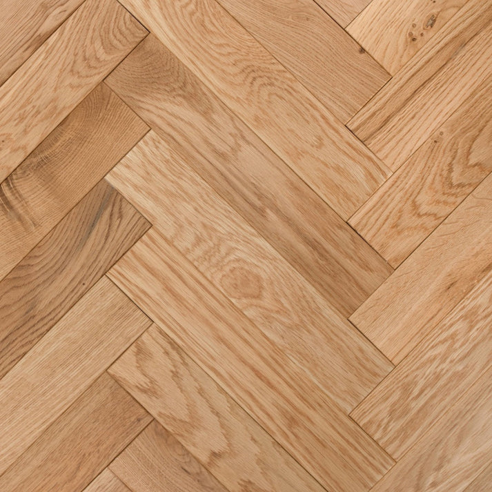 Lusso Genoa Natural Smooth Lacquered Rustic Herringbone Solid Oak Floo