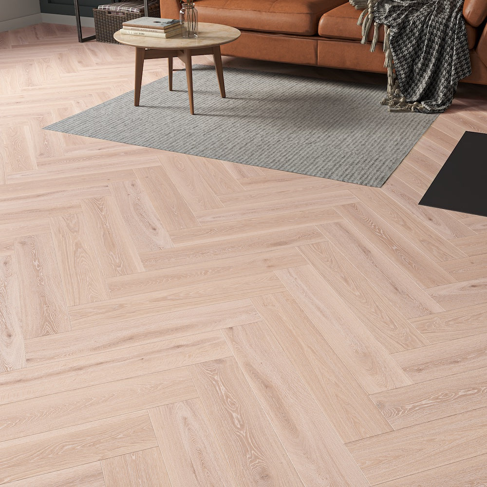 Lusso Ercolano Heather Oak Herringbone SPC Click Vinyl | 127mm | 8mm | UK